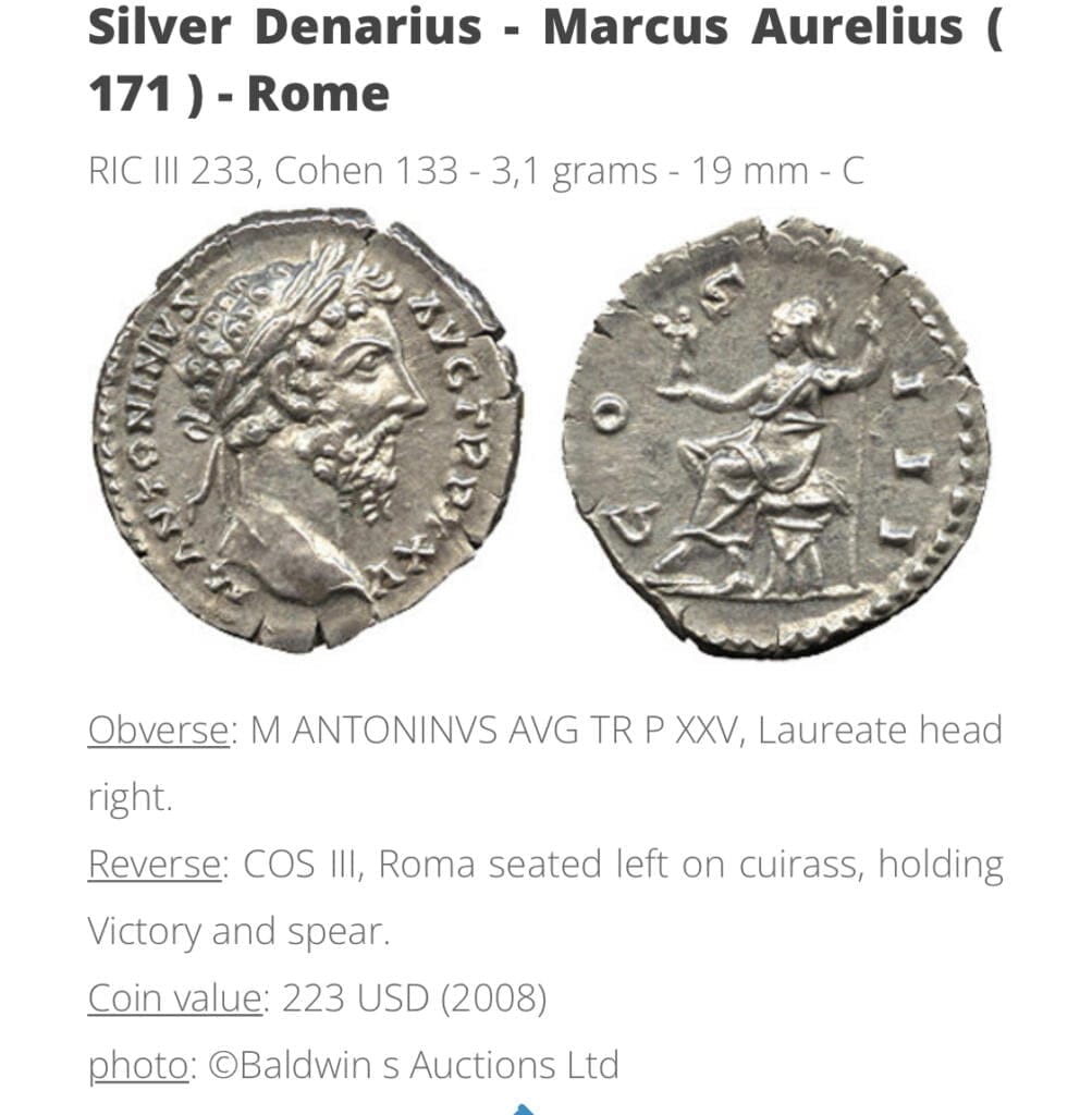 Marcus Aurelius Denarius replica coin - Artifactoria